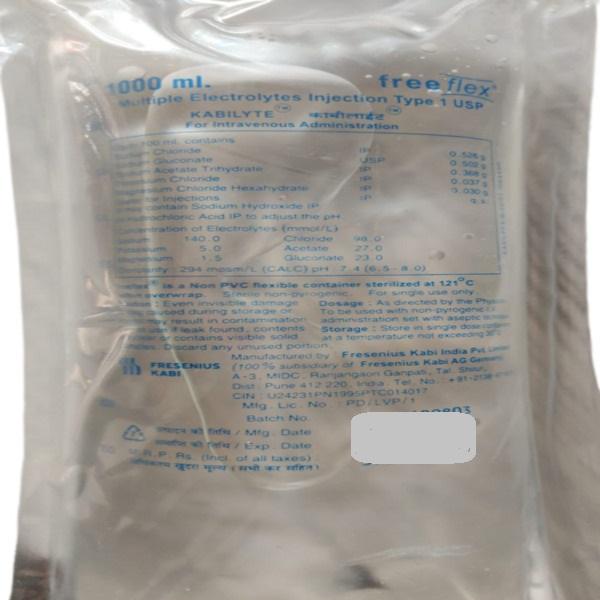 Buy Freeflex Kabilyte Multiple Electrolytes I.V. Fluid 1000 ml Online ...