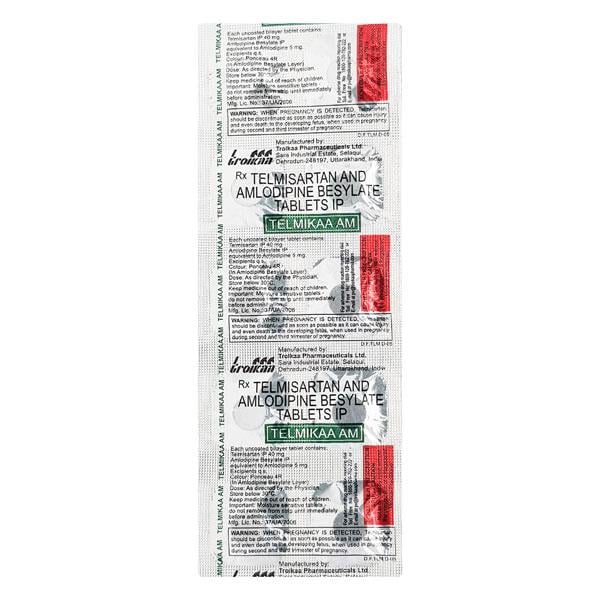 Telmikaa AM Tablet 10'S : Price, Uses, Side Effects | Netmeds