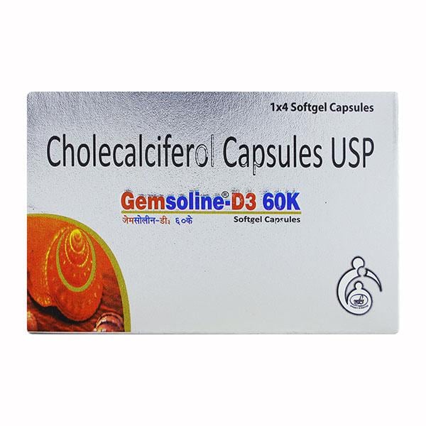 Gemsoline D3 60K Capsule 4'S : Uses, Side Effects, Price | Netmeds