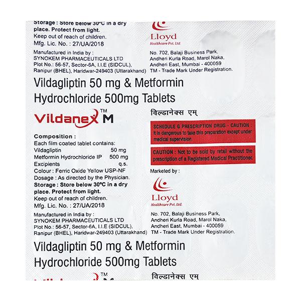 VILDANEX M Tablet 15's Price, Uses, Side effects, Substitutes | Netmeds