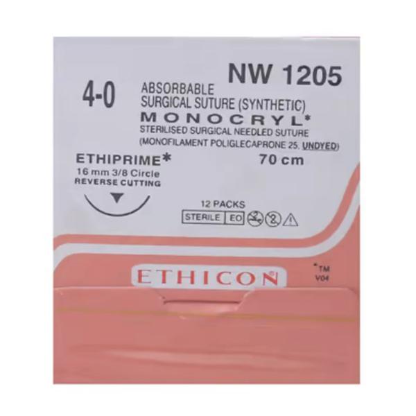 Johnson & Johnson Ethicon Monocryl Absorbable Surgical Suture (4-0) (70 ...