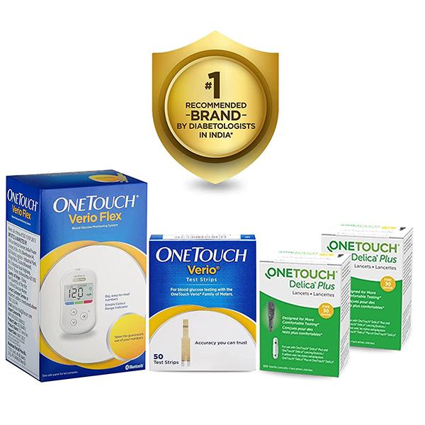 OneTouch Verio Flex Combo Pack - Glucometer, Test Strips 50's, Lancets ...