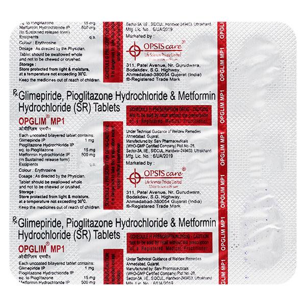 OPGLIM MP 1 Tablet 15's Price, Uses, Side effects, Substitutes | Netmeds