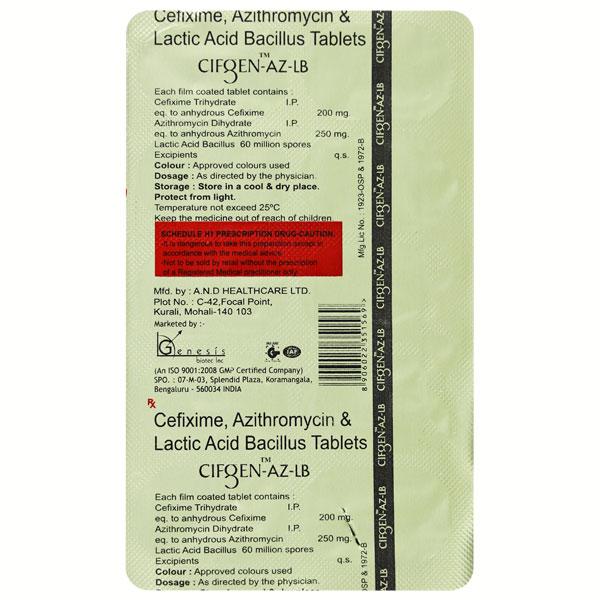 CIFGEN AZ LB Tablet 10's Price, Uses, Side effects, Substitutes | Netmeds