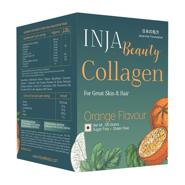Buy INJA Beauty Collagen Powder - Orange Flavour 125 gm Online at Best ...