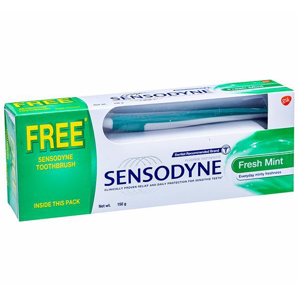 Buy Sensodyne Fresh Mint Toothpaste 150 gm (Free Sensodyne Toothbrush ...