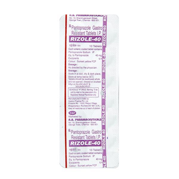 Rizole 40mg Tablet 10'S
