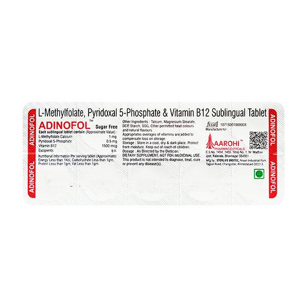 ADINOFOL Tablet 10's Price, Uses, Side effects, Substitutes | Netmeds