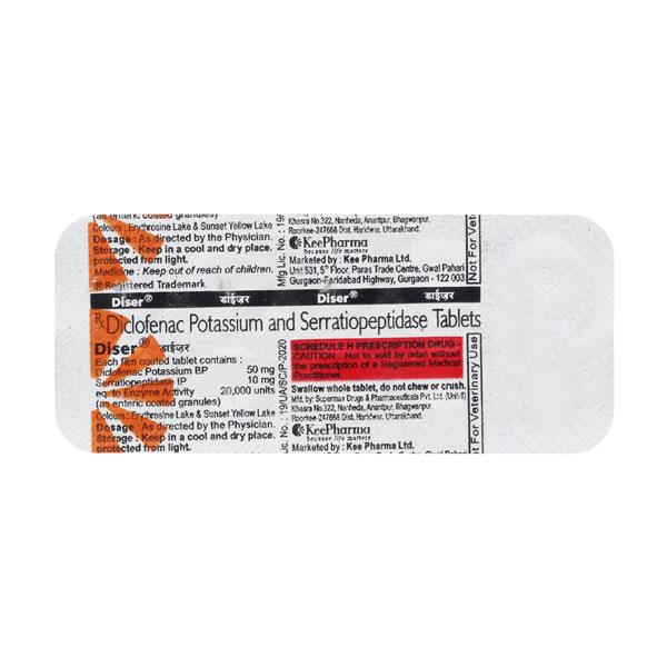 Diser 50mg Tablet 10'S Price, Uses, Side effects, Substitutes | Netmeds