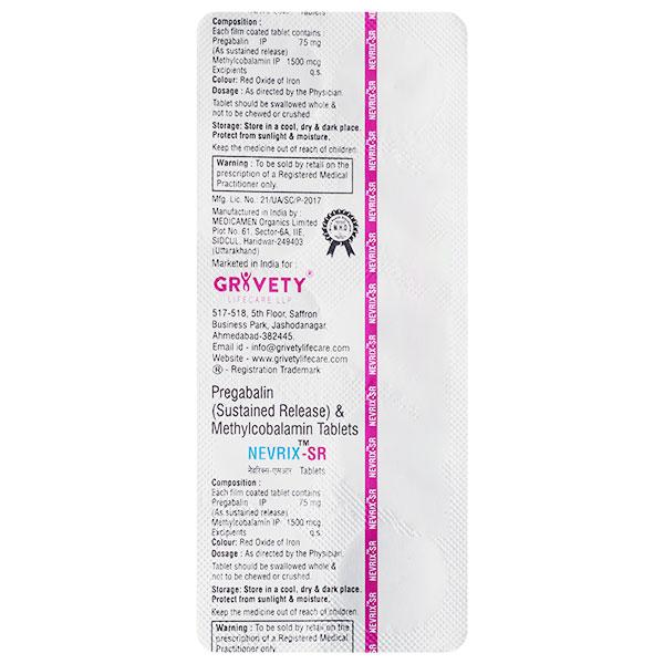 Buy NEVRIX SR 75 Tablet 10's Online at Upto 25% OFF | Netmeds
