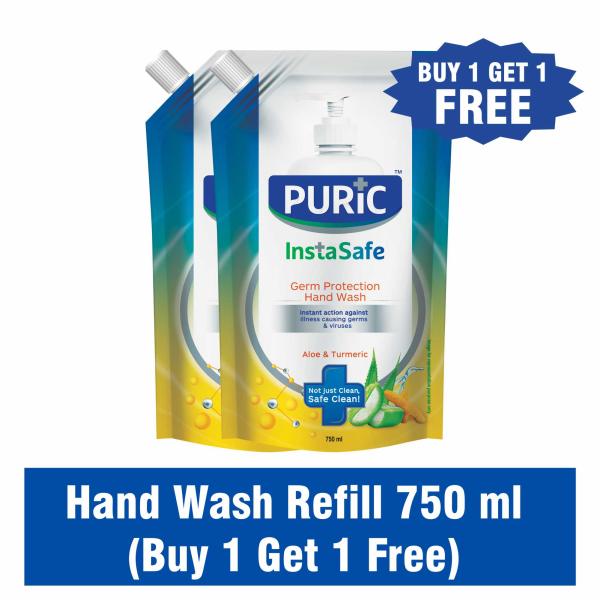 Puric Insta Safe Hand Wash Refill - Aloe & Turmeric 750 ml (Buy 1 Get 1 ...