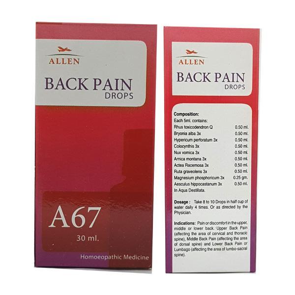 Allen A67 Back Pain Drops 30 ml online at best price-Homeopathy