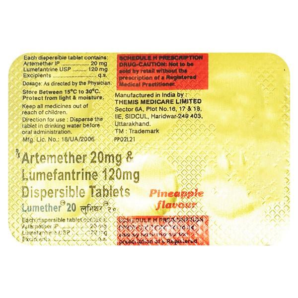 LUMETHER 20 PINEAPPLE FLAVOUR Dispersible Tablet 6's