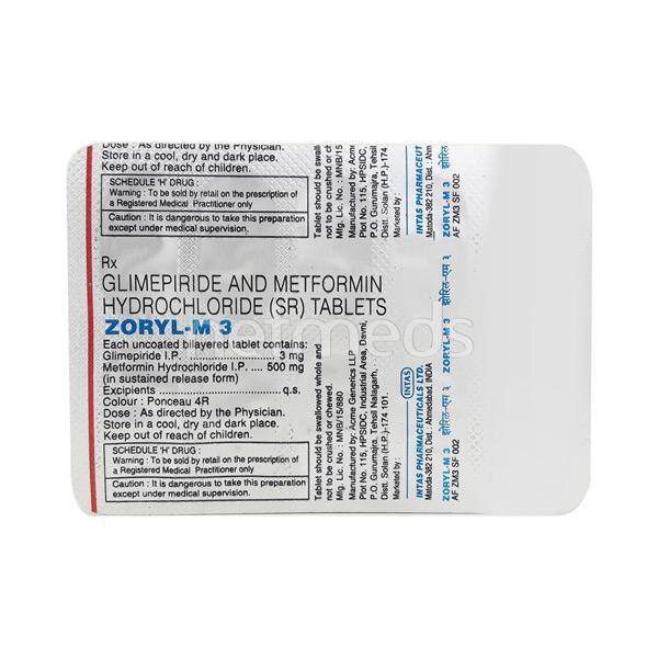 Zoryl M 3mg Tablet 10'S