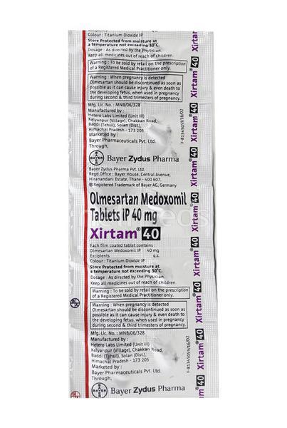 Xirtam 40mg Tablet 10'S Price, Uses, Side effects, Substitutes | Netmeds