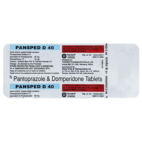 PANSPED D 40 Tablet 10's Price, Uses, Side effects, Substitutes | Netmeds