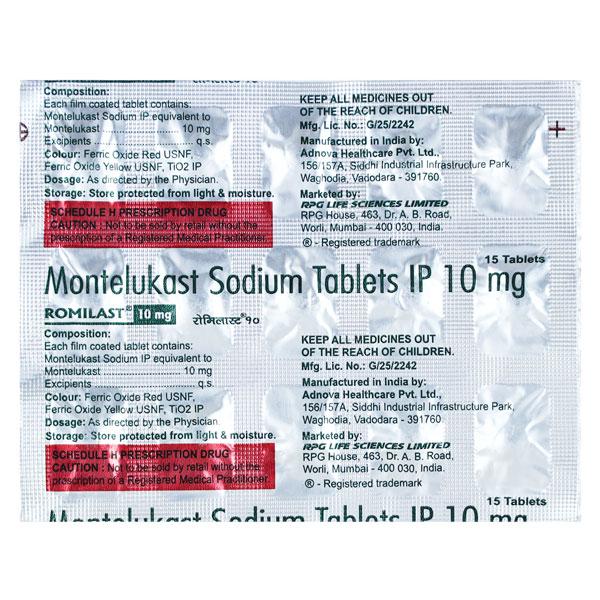 Romilast 10mg Tablet 15'S : Uses, Side Effects, Price | Netmeds