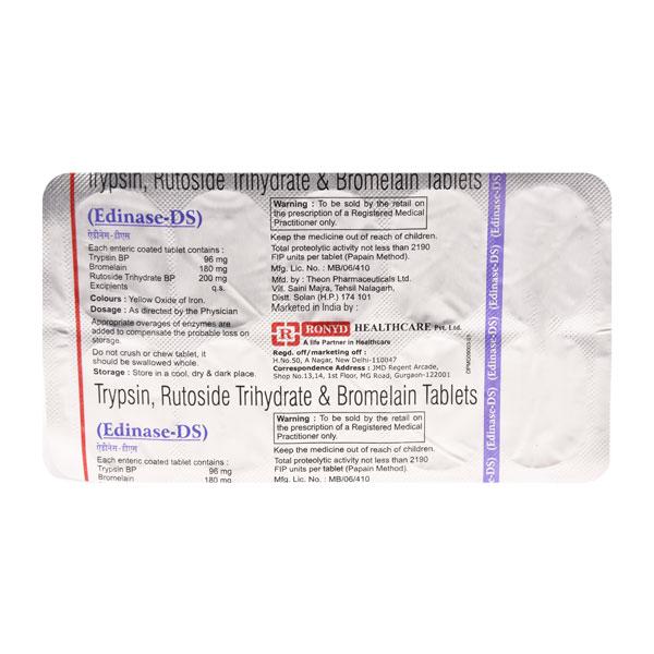 EDINASE DS Tablet 10's Price, Uses, Side effects, Substitutes | Netmeds