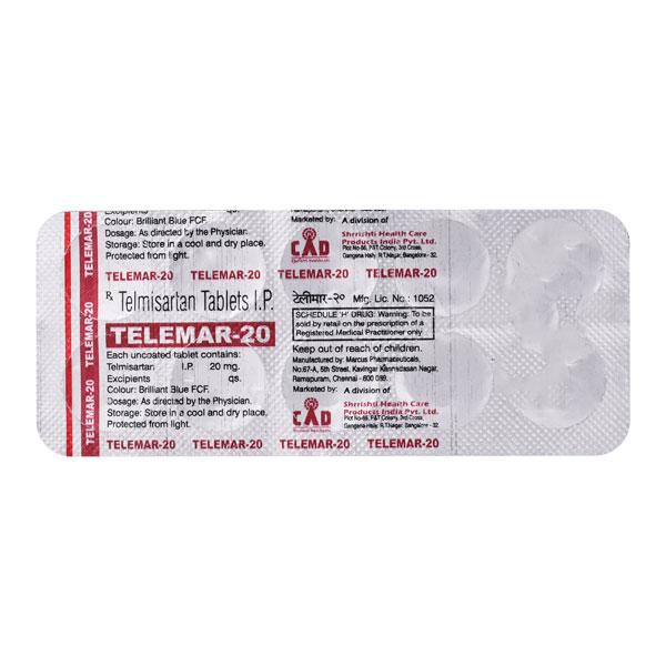 Telemar 20mg Tablet 10'S : Price, Uses, Side Effects | Netmeds