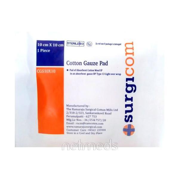 Buy Surgicom Cotton Gauze Pad 10Cmx10Cm online at best price-Bandages ...