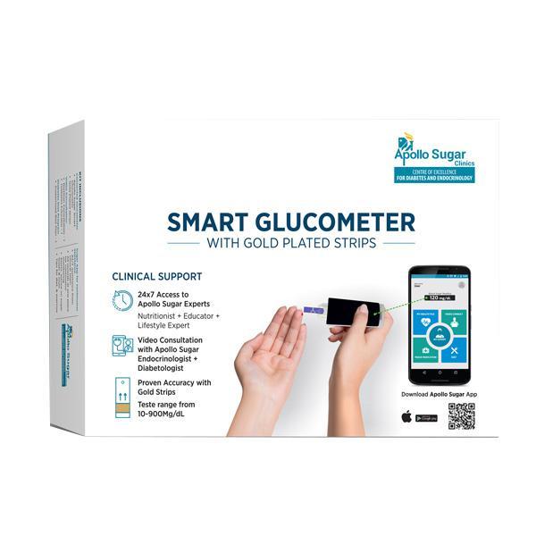 Buy Apollo Sugar Glucome Glucometer with Test Strips 25's online at ...