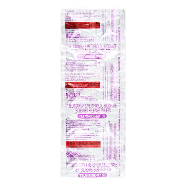 Telmiride MT 50mg Tablet 10'S - Price, Uses, Side Effects | Netmeds