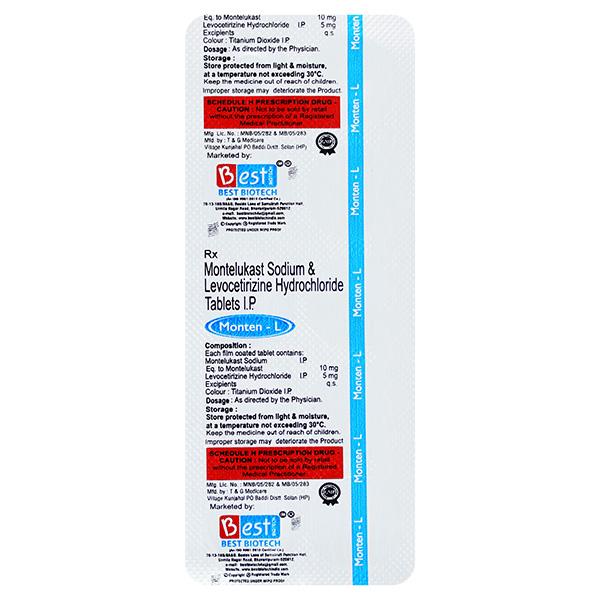 MONTEN L Tablet 10's Price, Uses, Side effects, Substitutes | Netmeds