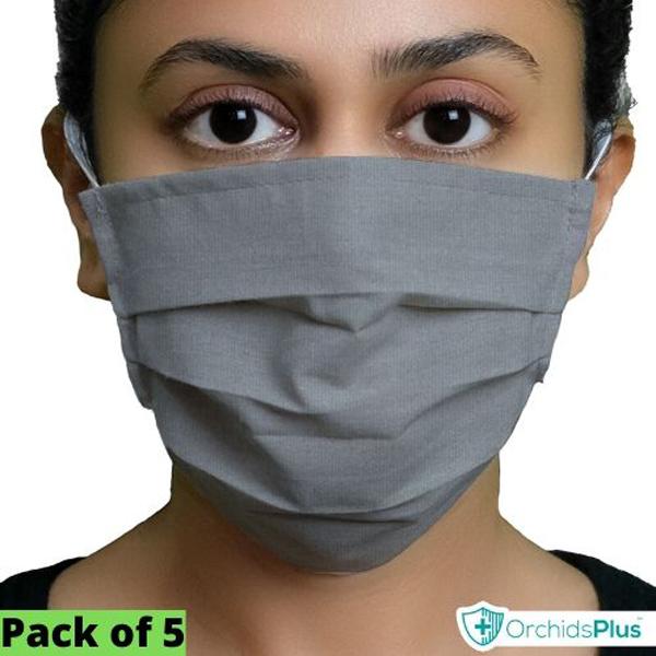 OrchidsPlus Pro Face Mask - Grey (Pack of 5)
