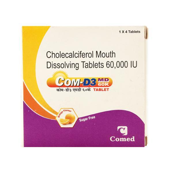 COM D3 MD 60K Orange Flavour Sugar Free Tablet 4'S
