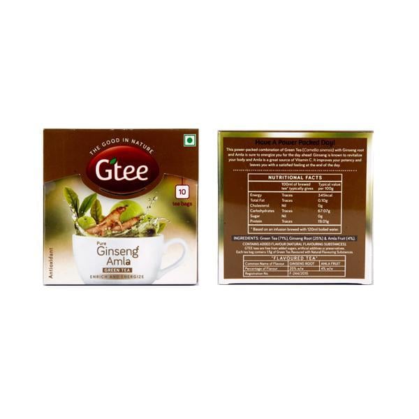 Buy GTEE Green Tea Bags - Ginseng 10's Online at Discounted Price | Netmeds
