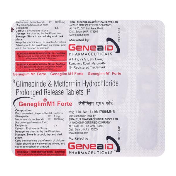 GENEGLIM M1 FORTE Tablet 15's : Price, Uses, Side Effects | Netmeds