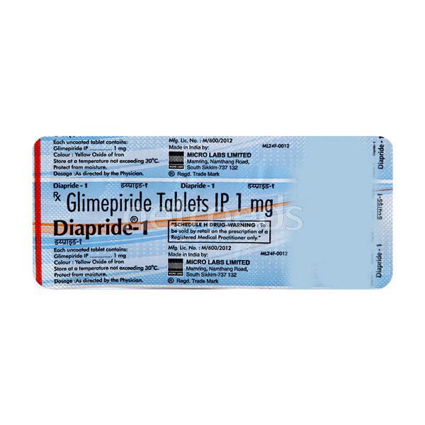 Diapride 1mg Tablet 10'S : Uses, Side Effects, Price | Netmeds