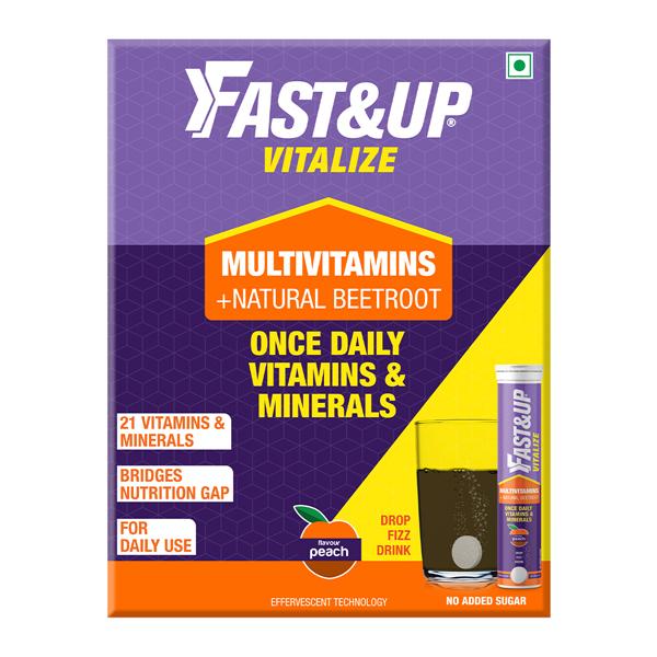 Fast&Up Vitalize Effervescent Tablet - Peach Flavour (Pack of 3 x 20) 1's