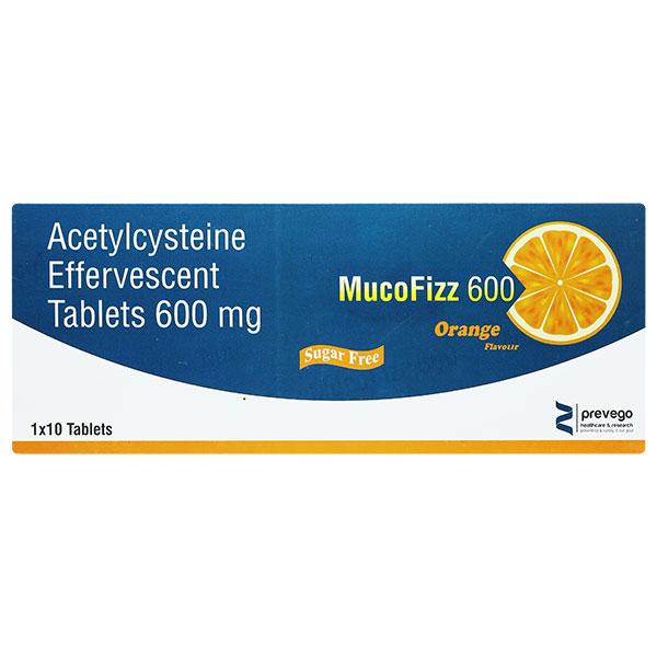 MUCOFIZZ 600 ORANGE FLAVOUR SUGAR FREE EFFERVESCENT Tablet 10's