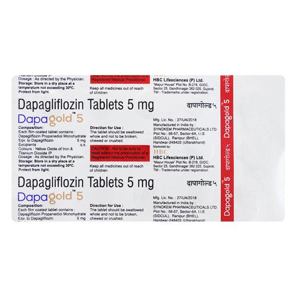 DAPAGOLD 5 Tablet 15's : Price, Uses, Side Effects | Netmeds