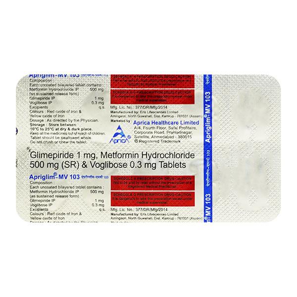 APRIGLIM MV 103 Tablet 10's : Price, Uses, Side Effects | Netmeds