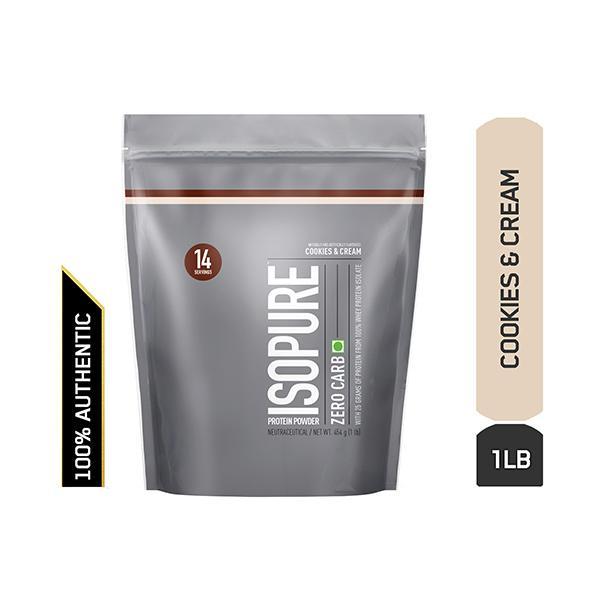 Isopure Zero Carb 100% Whey Protein Isolate Powder- Cookies & Cream 1 lb