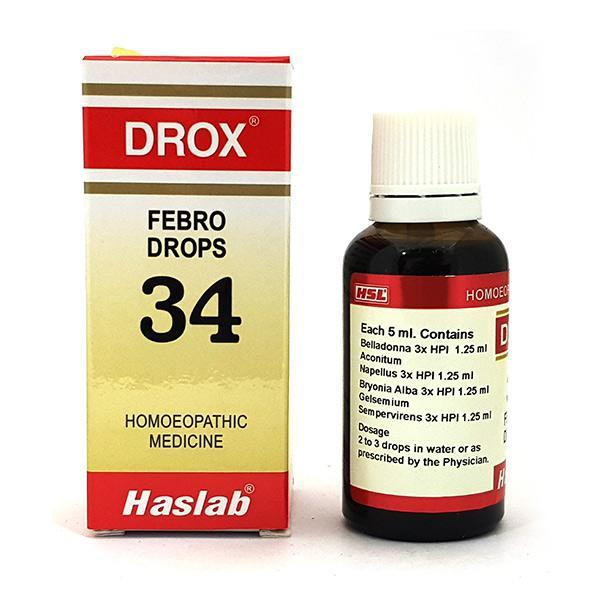 Haslab Drox 34 Febro Drops 30 ml online at best price-Homeopathy