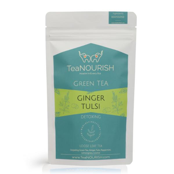 TeaNOURISH Ginger Tulsi Green Tea 100 gm Online at Best Price - Teas
