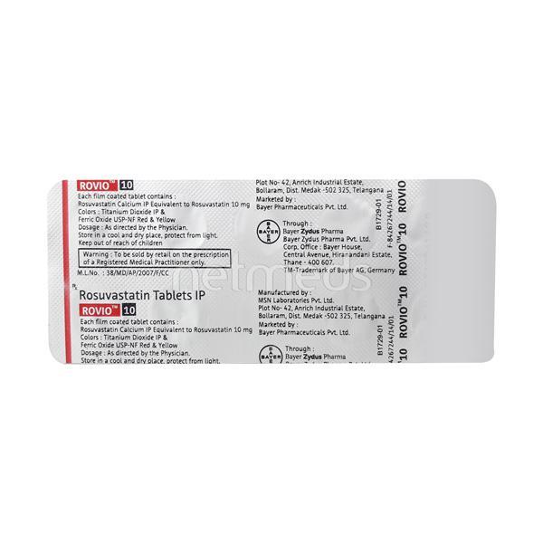 Rovio 10mg Tablet 10'S Price, Uses, Side effects, Substitutes | Netmeds