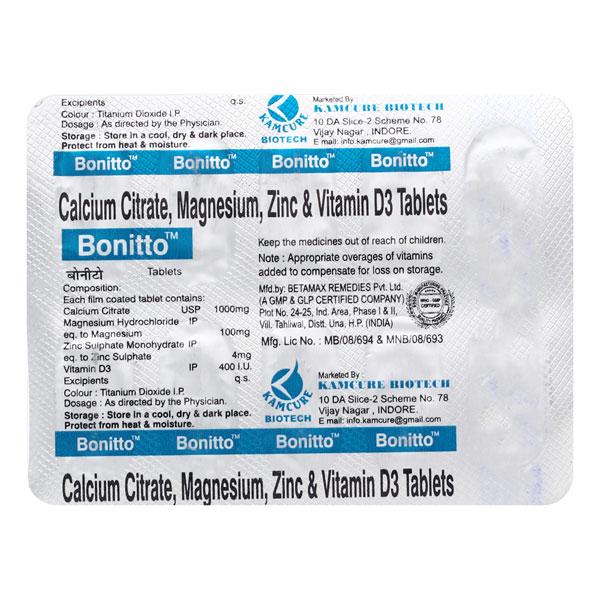 BONITTO Tablet 10's Price, Uses, Side effects, Substitutes | Netmeds