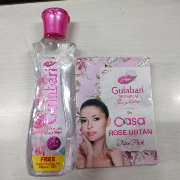 Dabur Gulabari Premium Rose Water 120 ml (Free Casa Rose Ubtan Fcae ...