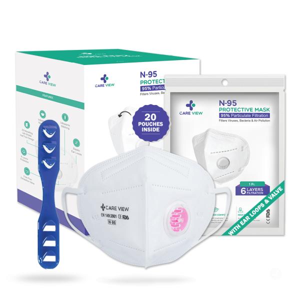 Care View N95 FFP2 Protective Face Mask with Valve - Ear Loop 20's ...