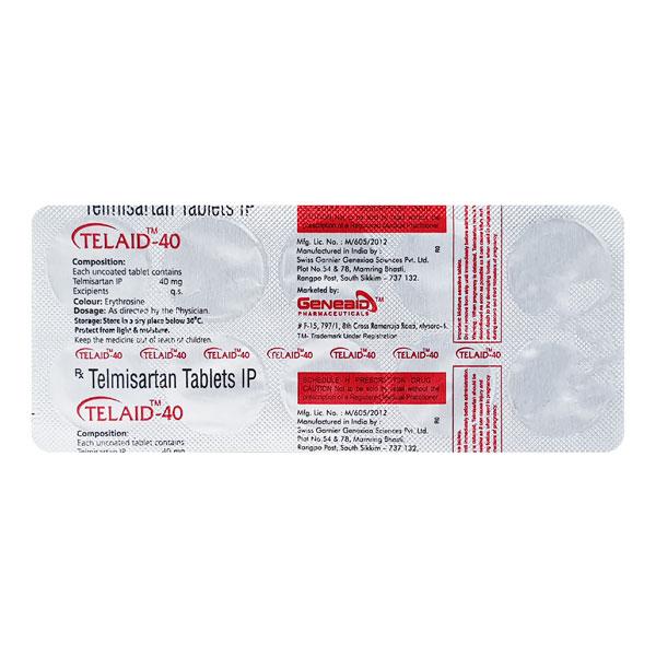 TELAID 40 Tablet 10's Price, Uses, Side effects, Substitutes | Netmeds