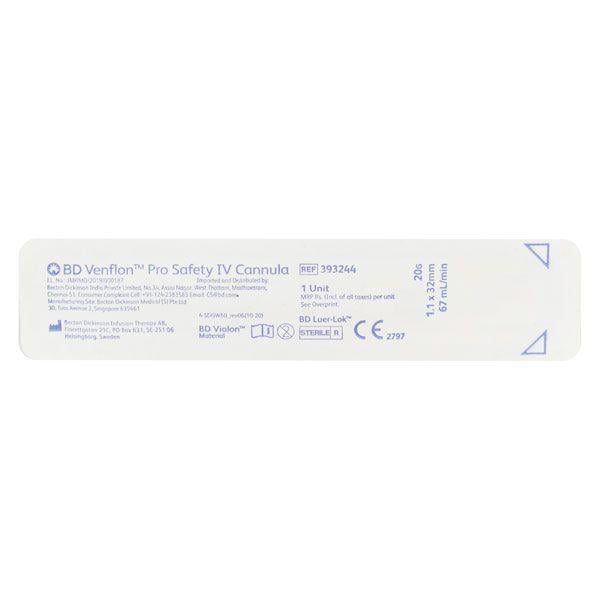 Buy BD Venflon Pro Safety IV Cannula (20G x 1.1 x 32mm) (393244) 1's ...