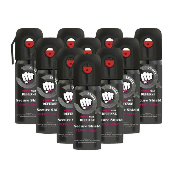 Secure Shield Self Defense Pepper Spray (Pack of 10 x 55 ml)