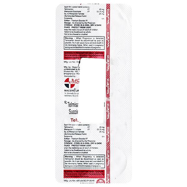 Buy TELSYS MT 25 Tablet 10's Online at Upto 25% OFF | Netmeds
