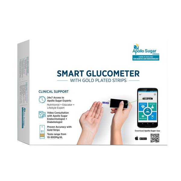 Apollo Sugar Glucome Glucometer + Glucome Strips (25S Pack) + Diabetes ...