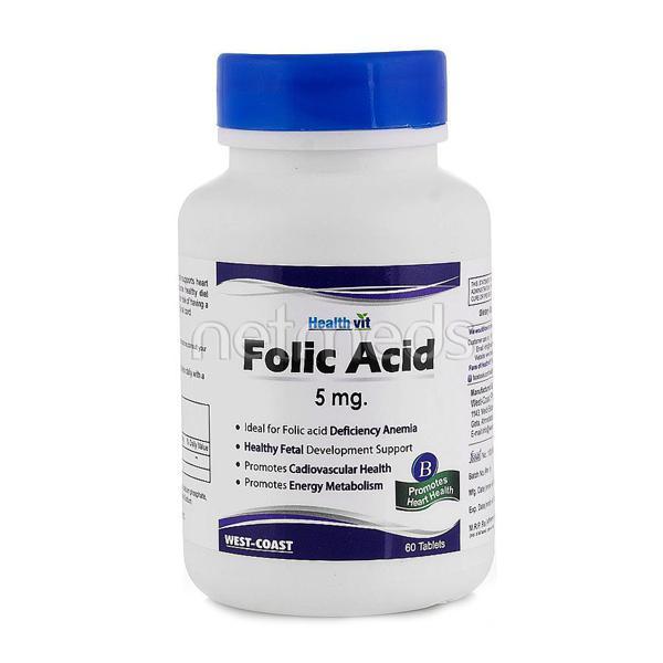 Buy HEALTHVIT FOLIC ACID 5MG TABLETS 60'S online at best price-Parenting