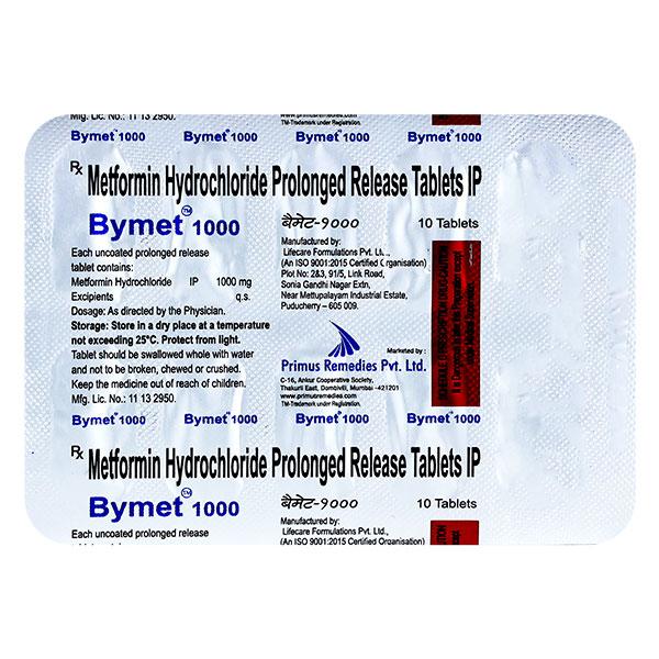 Bymet 1000mg Tablet 10'S : Price, Uses, Side Effects | Netmeds